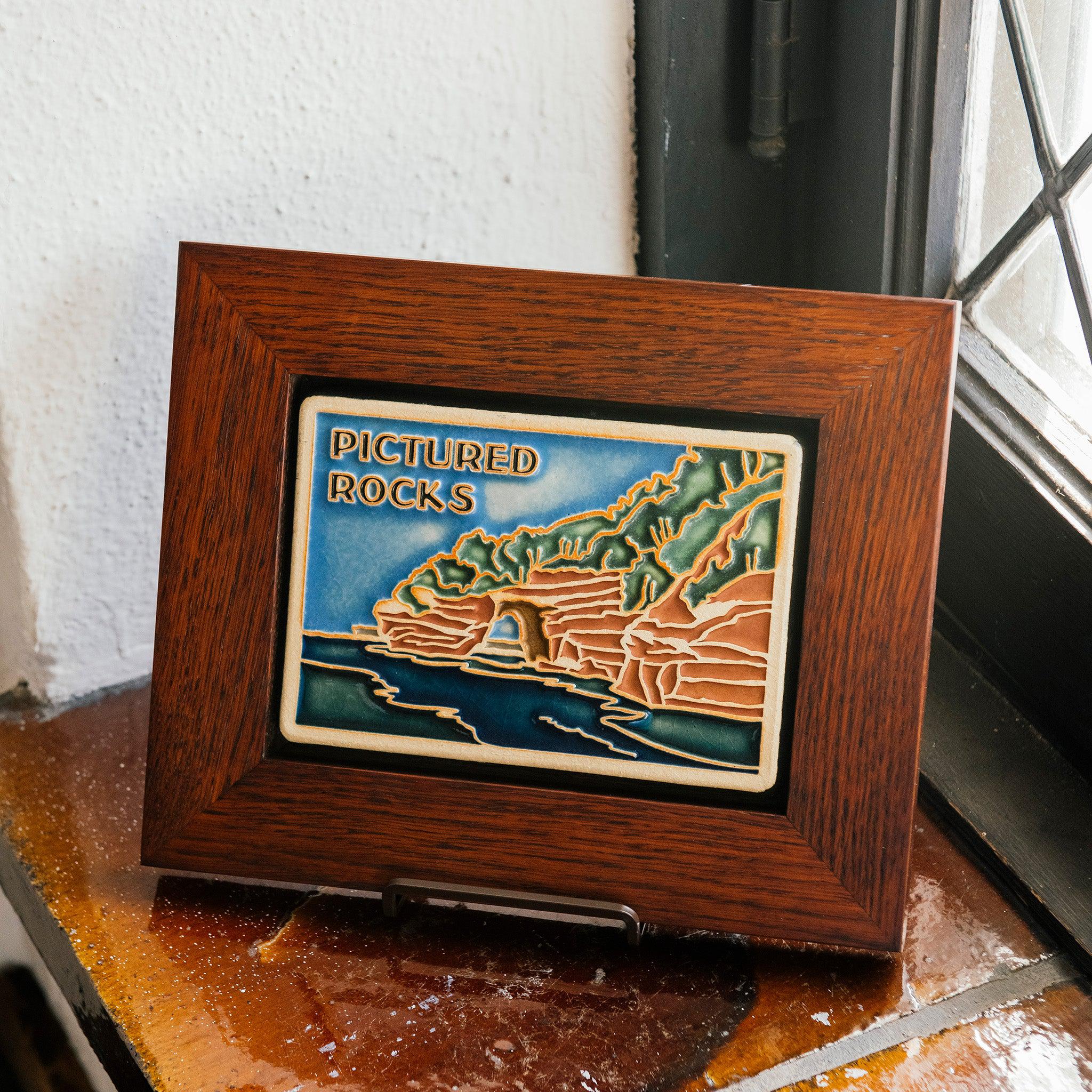 Framed Pictured Rocks Postcard Tile – Pewabic Pottery
