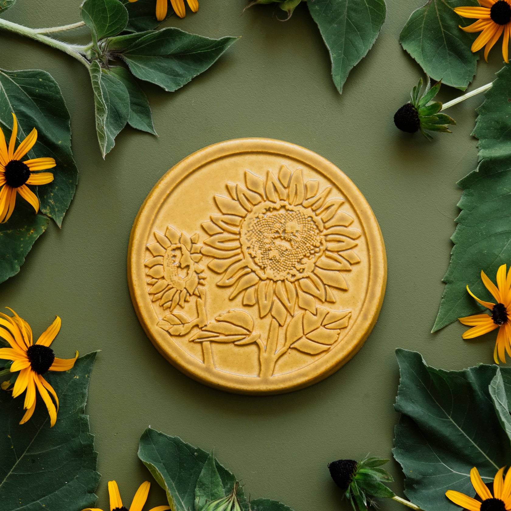 Sunflower Trivet Tile – Pewabic Pottery