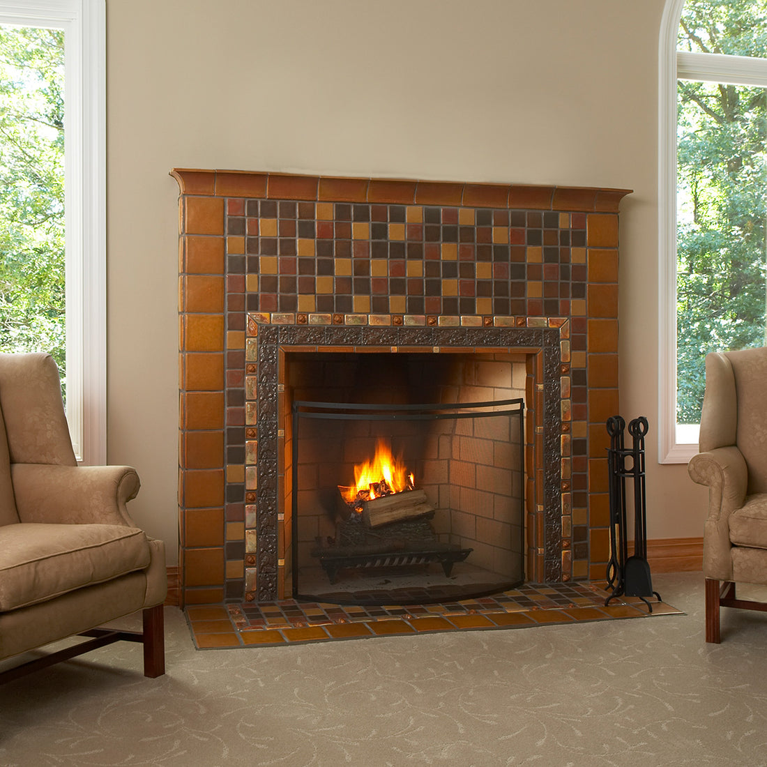 Oak Leaf Fireplace – Pewabic Pottery