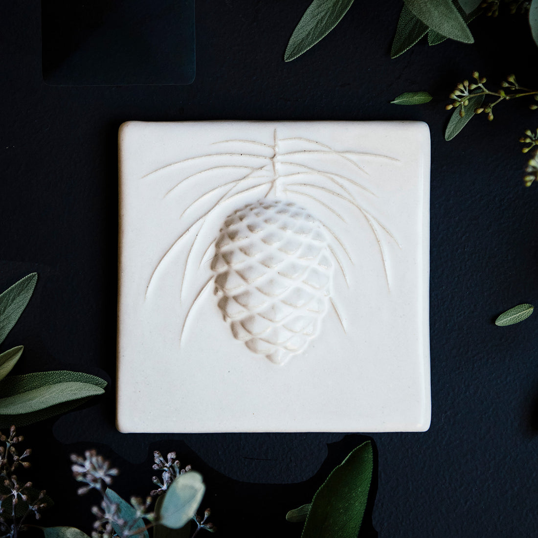 6X6 Pinecone Tile – Pewabic Pottery