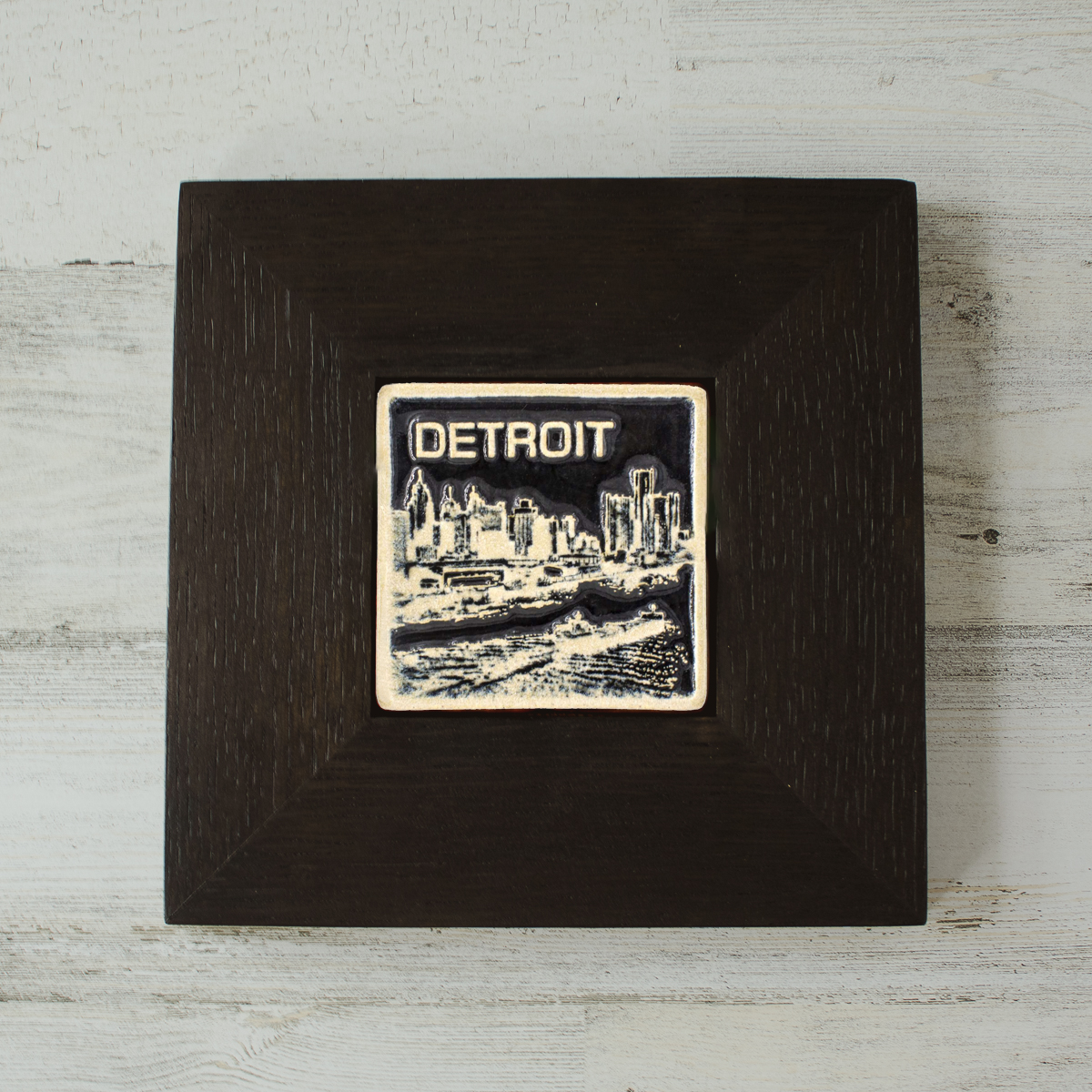 Framed Black & White Detroit Tile – Pewabic Pottery