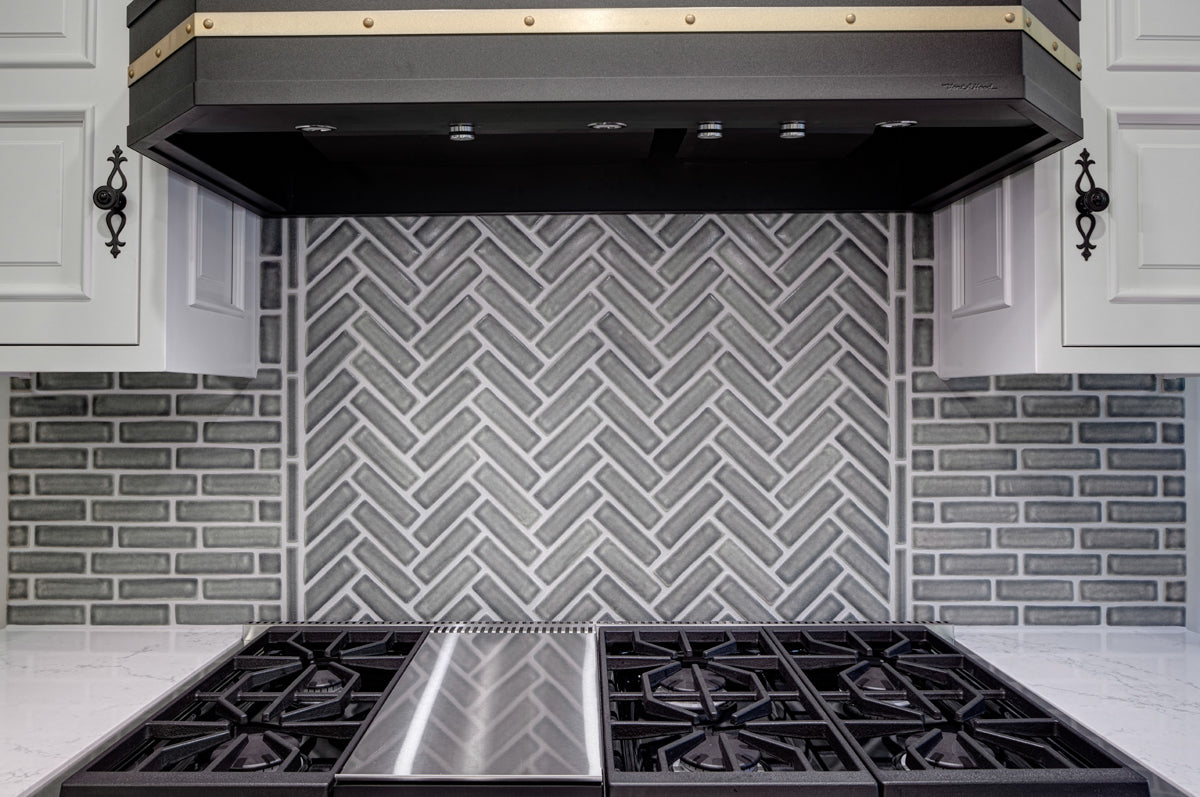 Modern Herringbone Backsplash – Pewabic Pottery