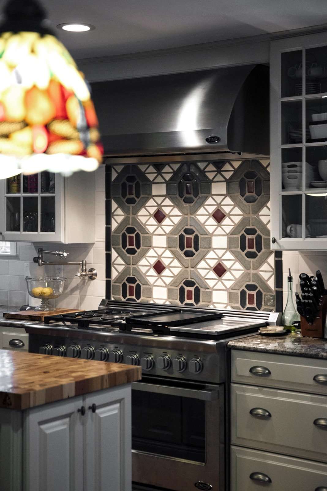 Pewabic Tile | Geo Kitchen Stove Back Accent – Pewabic Pottery