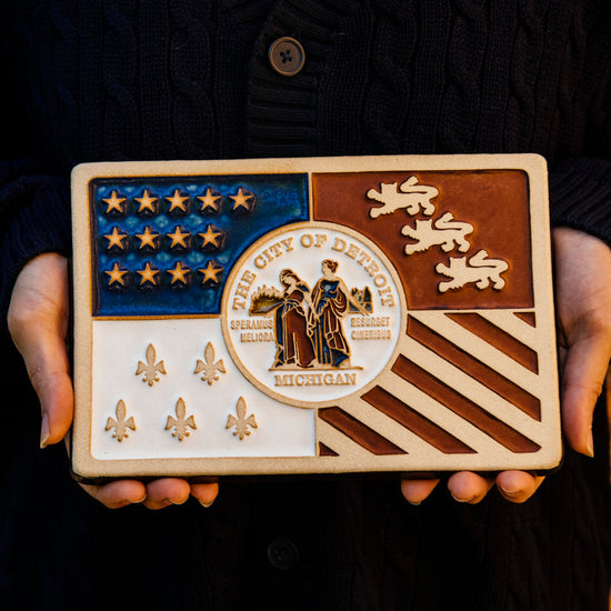 Hand-Painted Detroit Flag Tile – Pewabic Pottery