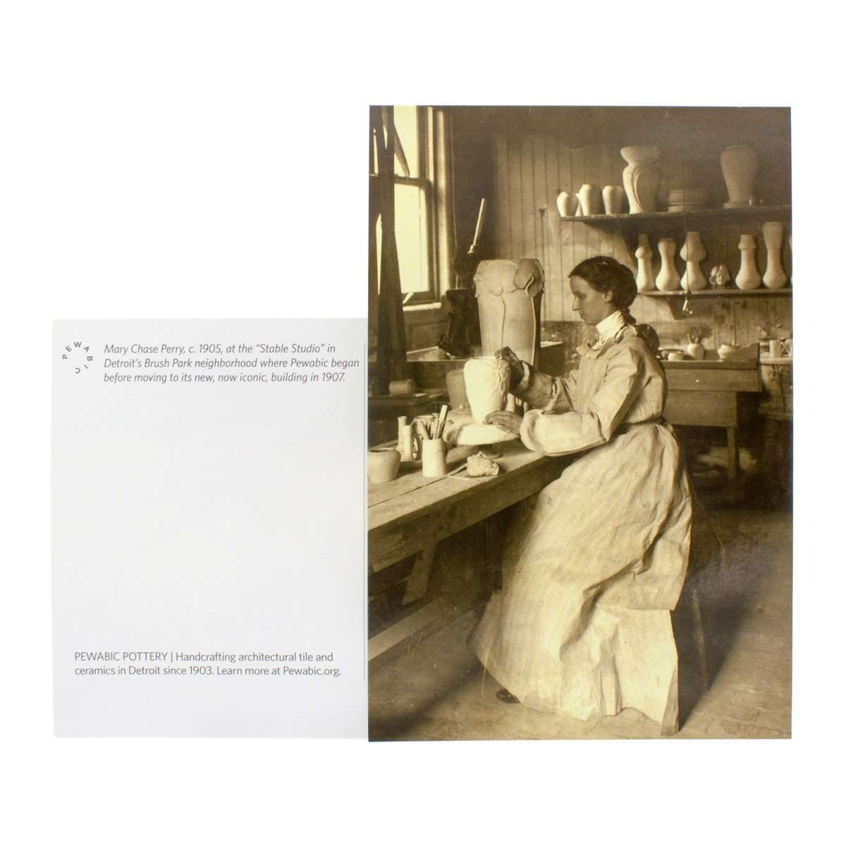 Mary Chase Perry at the Stable Studio Postcard – Pewabic Pottery